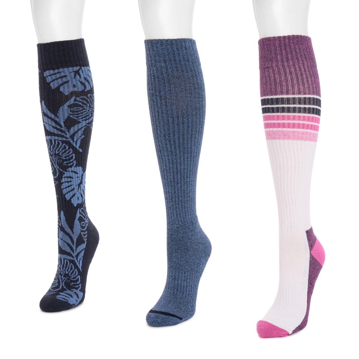 Women's 3 Pack Cotton Compression Knee-High Socks – MUK LUKS